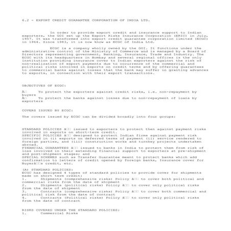 Ecgc-Export Credit Guarantee Corporation | PDF