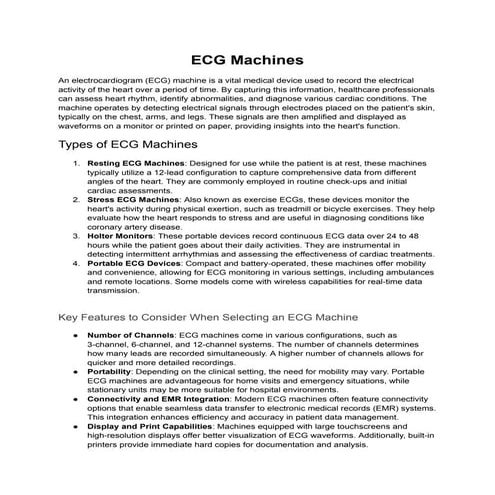 ECG Machines | Medical Equipment Machines | PDF