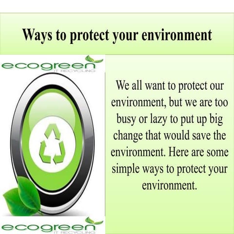 Ways to protect your environment | PPTX