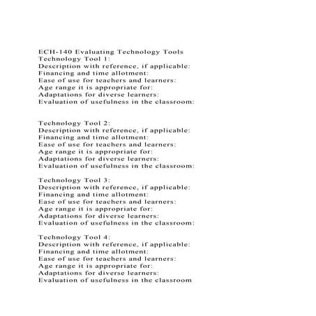 ECH-140 Evaluating Technology ToolsTechnology Tool 1Descrip.docx