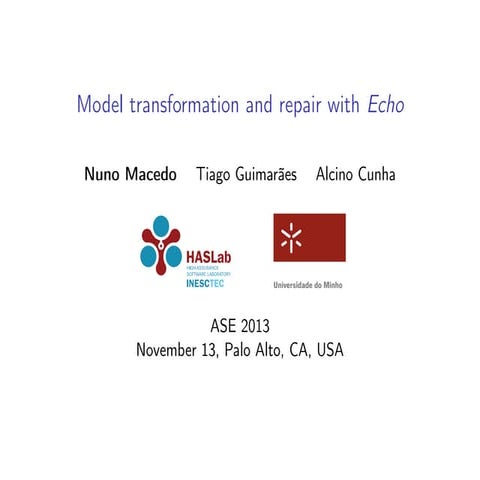 Model Transformation and Repair with Echo | PPT
