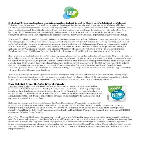 About Echoing Green | PDF