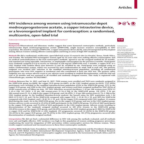 ECHO study on HIV and contraception | PDF