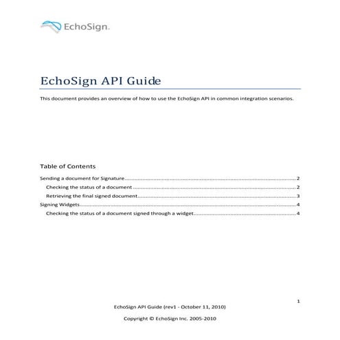 EchoSign E-Signature API Guide | PDF