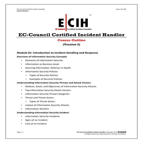 ECIHv12 Course Outline.pdf | Information and Network Security | Computing