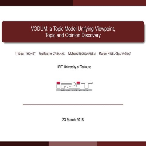 Slides ECIR 2016 VODUM | PPT