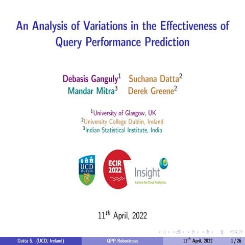 An Analysis of Variations in the Effectiveness of Query Performance Prediction - presented in ...