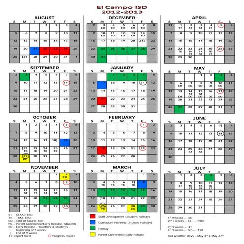 Ecisd calendar 2012 2013 | PDF