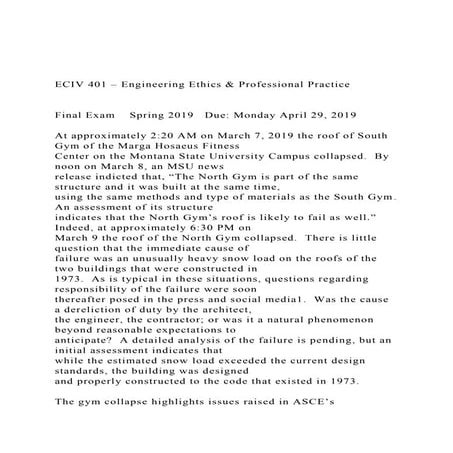 ECIV 401 – Engineering Ethics & Professional Practice F.docx
