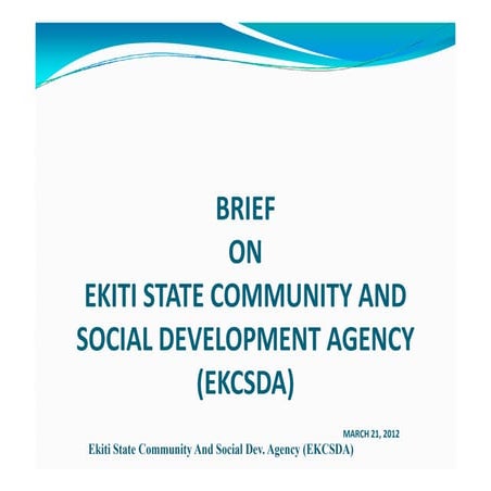Ekiti State Community and Social Development Agency (ECKSDA) | PDF