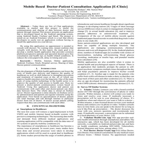 Mobile Based Doctor-Patient Consultation Application [E-Clinic] | PDF