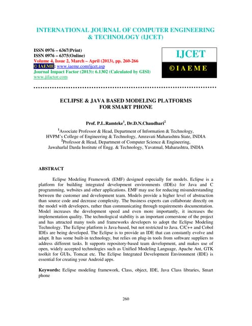 Eclipse And Java Based Modeling Platforms For Smart Phone Pdf
