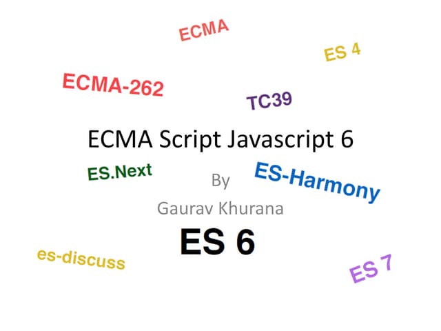 Understanding Ecma Script 6 Javascript By Gaurav Khurana Ppt