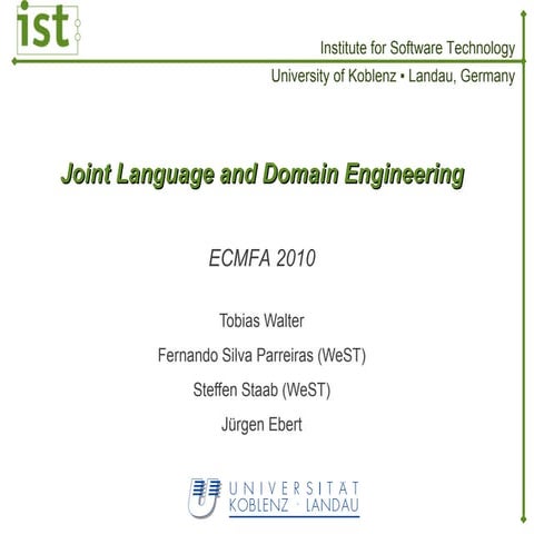 Joint Language and Domain Engineering | PPT