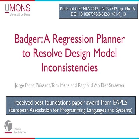 Badger: A Regression Planner to Resolve Design Model Inconsistencies | PDF