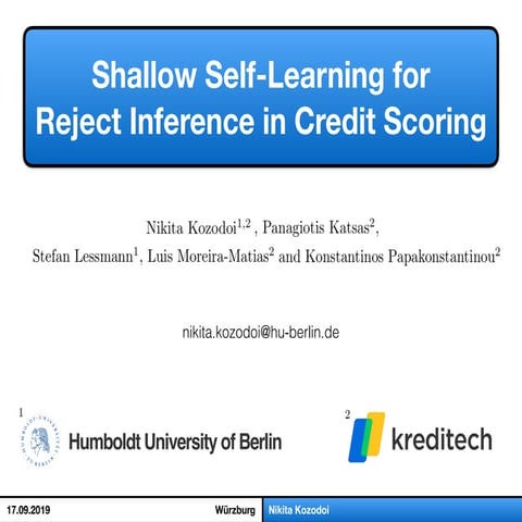 Shallow Self Learning For Reject Inference In Credit Scoring Pdf Technology And Computing