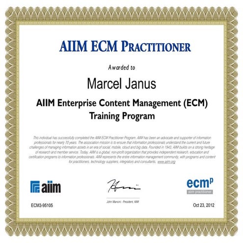 AIIM ECM Practitioner Certificate | PDF