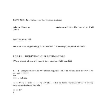 ECN 425 Introduction to Econometrics Alvin Murphy .docx