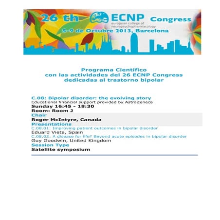 Programa científico 26 Congreso ECNP Barcelona 2013 | PDF | Brain and ...