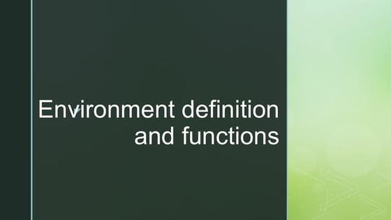 Environment and sustainable development | PPT