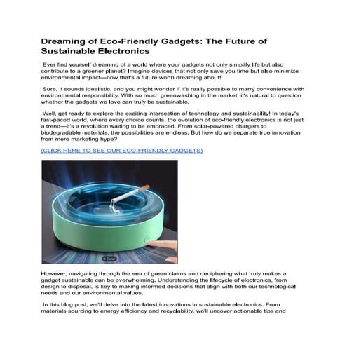 Dreaming of Eco-Friendly Gadgets: The Future of Sustainable Electronics ...