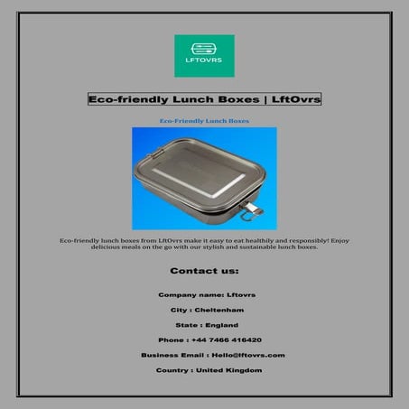 Eco-friendly Lunch Boxes | LftOvrs | PDF