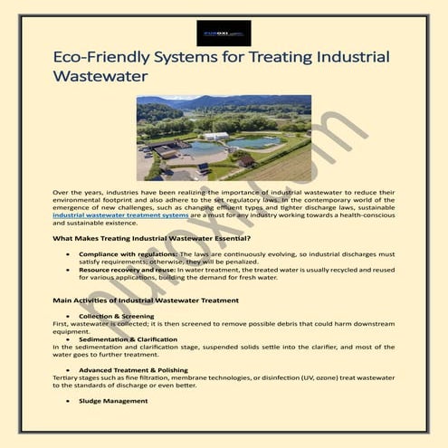 Eco-Friendly Systems for Treating Industrial Wastewater | PDF