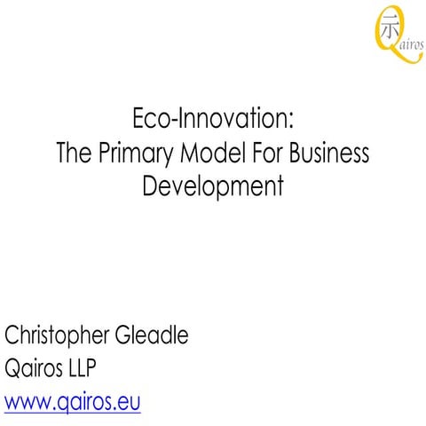 Eco-Innovation The Primary Model For Business Development | PDF
