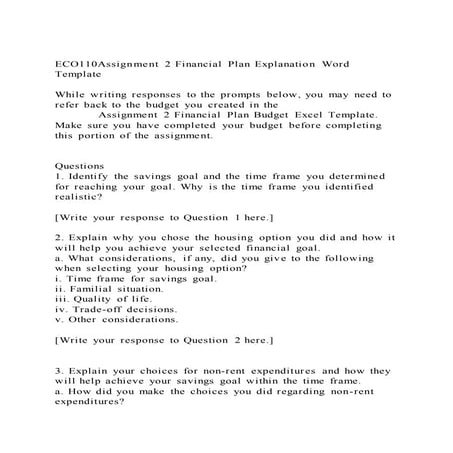 ECO110 Financial Plan Analysis | PDF