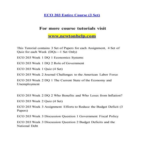 ECO 203 Success Begins /newtonhelp.com | PDF