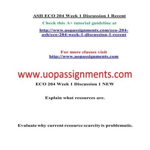 ECO 204 Entire Course NEW | PDF