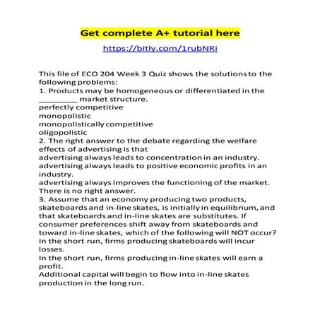 Eco 204 week 3 quiz | PDF