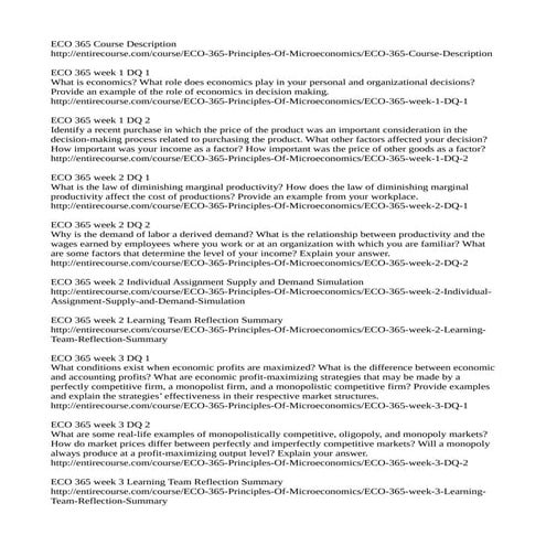 ECO 365 (Principles Of Microeconomics - entirecourse.com) | PDF