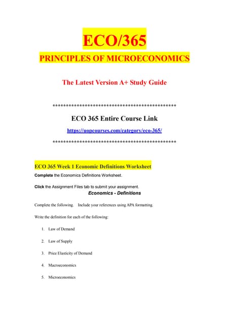 ECO 365 (Principles Of Microeconomics - entirecourse.com) | PDF
