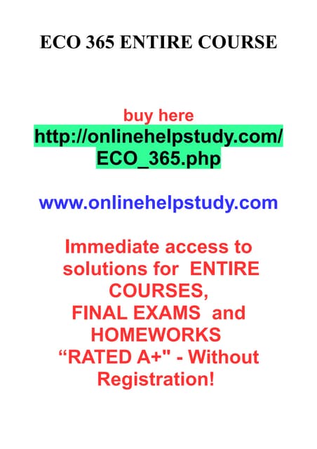 ECO 365 (Principles Of Microeconomics - entirecourse.com) | PDF