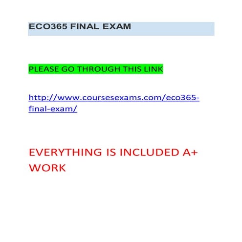 Eco365 final exam | DOCX | Educational Assessment | Education