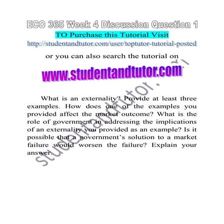 ECO 365 Week 4 Discussion Question 1 | DOCX