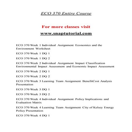 ECO 370 Effective Communication - snaptutorial.com