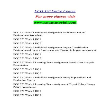Eco 370 Believe Possibilities / snaptutorial.com