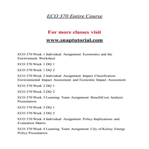 ECO 370 Education Specialist / snaptutorial.com