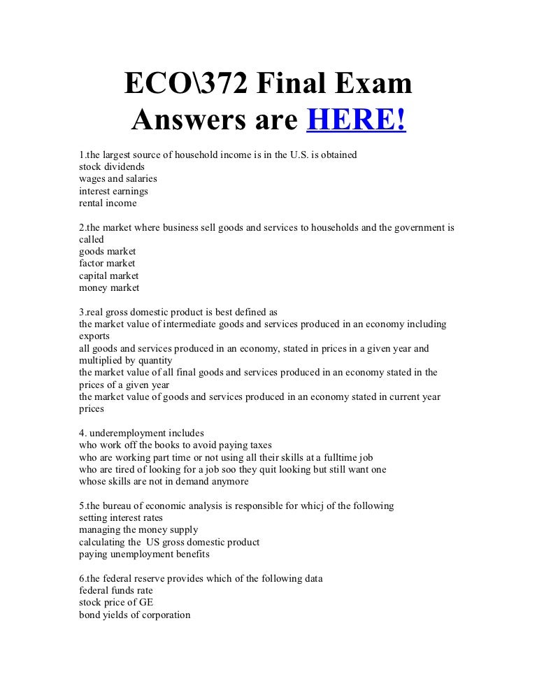 Eco 372 final exam