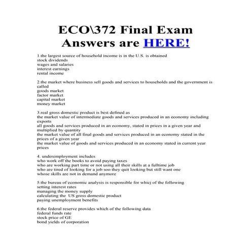 Eco 372 final exam | DOC