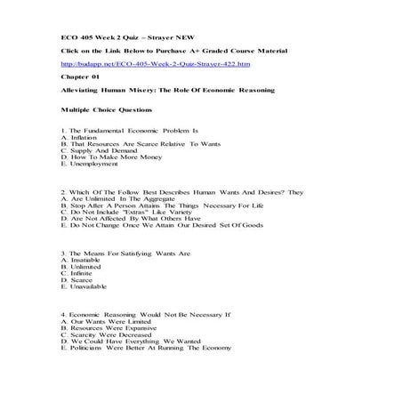 Eco 405 week 2 quiz strayer | DOCX