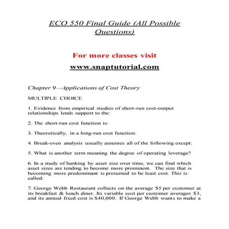 ECO 550 Effective Communication - snaptutorial.com