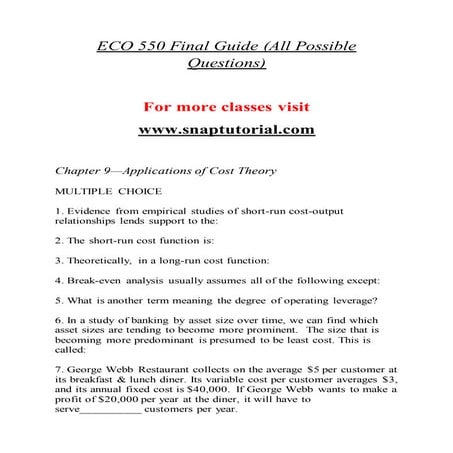 ECO 550 Exceptional Education - snaptutorial.com