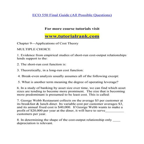 ECO 550 Effective Communication - tutorialrank.com