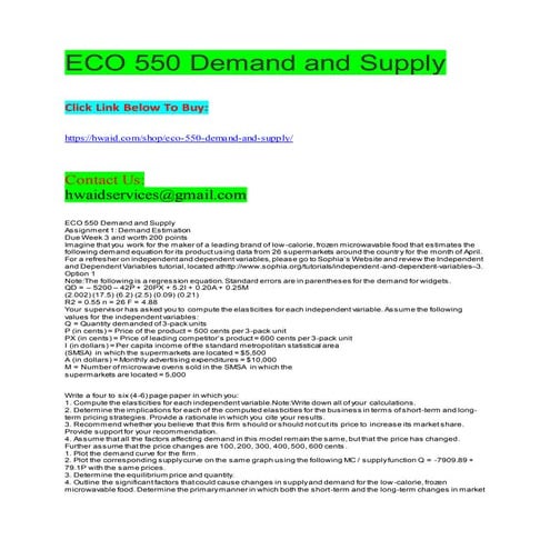 Eco 550 demand and supply | DOCX