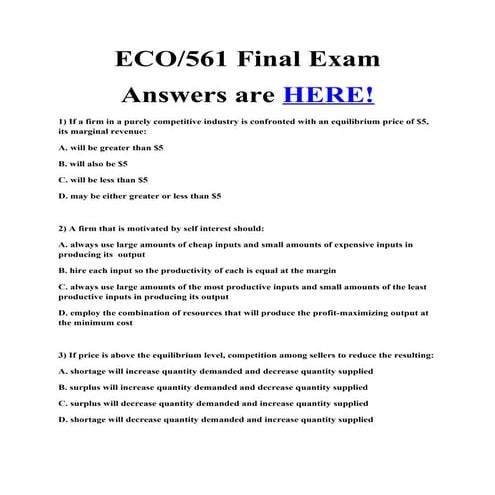 Eco 561 final exam | DOC