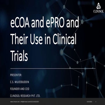eCOA and ePRO and Their Use in Clinical Trials_pptx | PPTX
