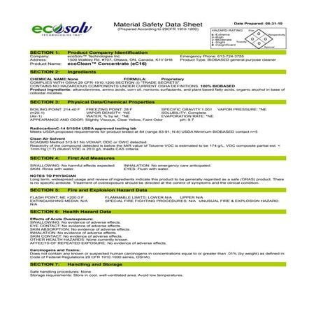 Eco Clean MSDS | PDF